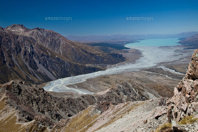 Lake Pukaki and Tasman River from Mount Wakefield，Mount Coo[01543029640 ...