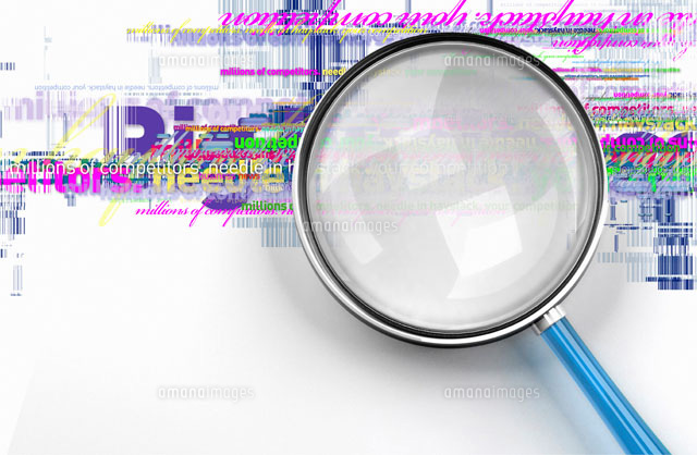 Magnifying glass and words[20039000095]の写真素材・イラスト素材｜アマナイメージズ