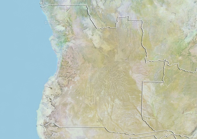 Angola, Relief Map With Border[20053001388]の写真素材・イラスト素材｜アマナイメージズ