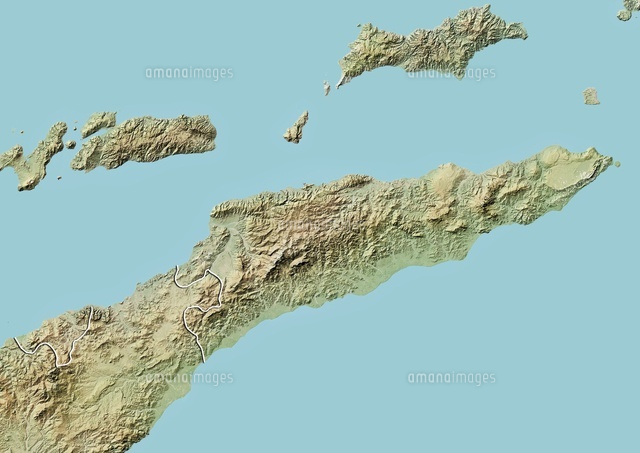 East Timor, Relief Map With Border[20053001592]の写真素材・イラスト素材｜アマナイメージズ