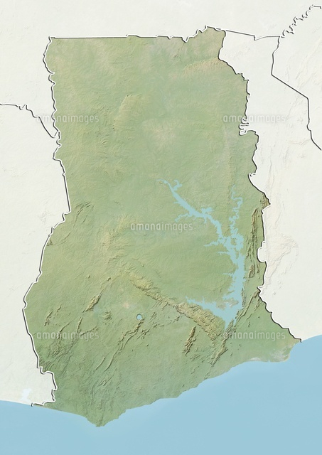 Ghana, Relief Map With Border and Mask[20053001669]の写真素材・イラスト素材｜アマナイメージズ