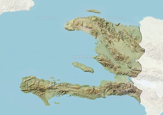 Haiti, Relief Map With Border and Mask[20053001700]の写真素材・イラスト素材｜アマナイメージズ