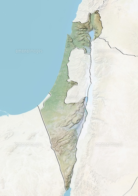 Israel, Relief Map With Border and Mask[20053001744]の写真素材・イラスト素材｜アマナイメージズ
