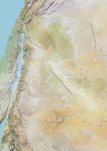 Jordan, Relief Map With Border[20053001769]の写真素材・イラスト素材｜アマナイメージズ