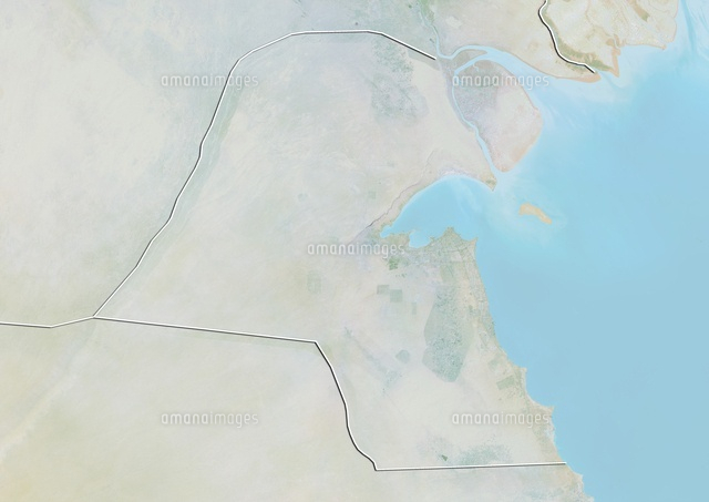 Kuwait, Relief Map With Border[20053001789]の写真素材・イラスト素材｜アマナイメージズ