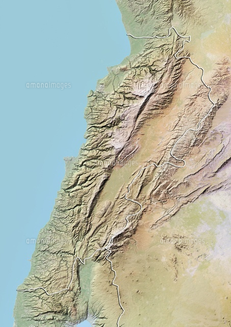 Lebanon, Relief Map With Border[20053001811]の写真素材・イラスト素材｜アマナイメージズ