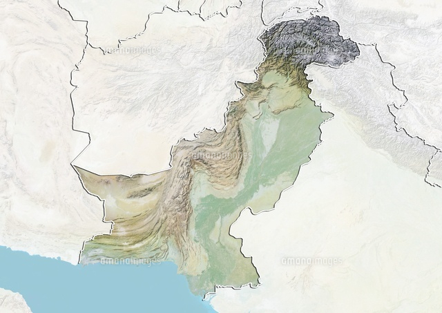 Pakistan, Relief Map with Border and Mask[20053001952]の写真素材・イラスト素材｜アマナイメージズ