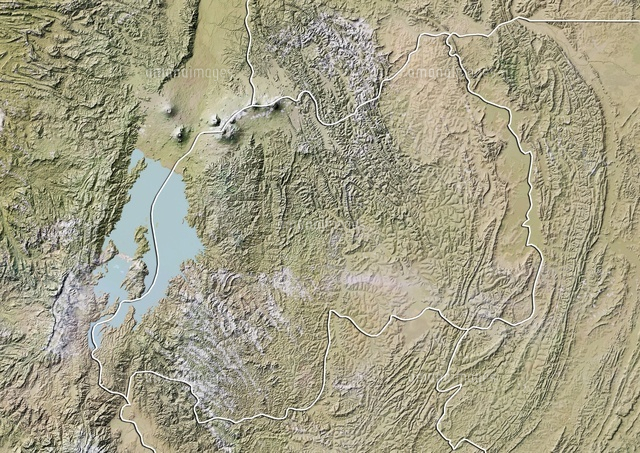 Rwanda, Relief Map with Border[20053002011]の写真素材・イラスト素材｜アマナイメージズ