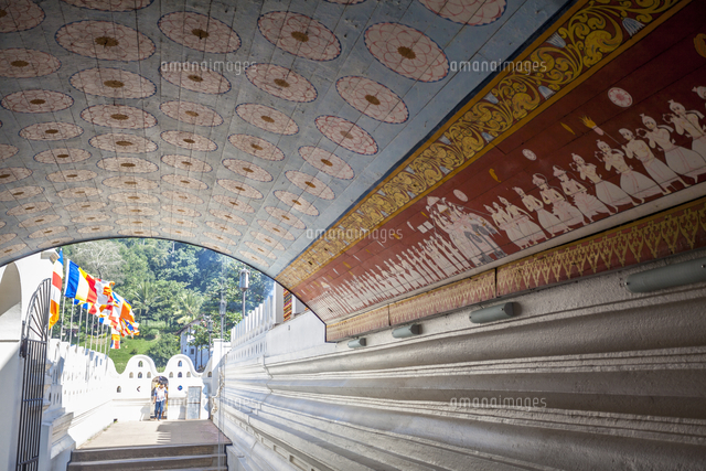 Wall and ceiling murals inside the Temple of the Sacred Tooth Relic ...