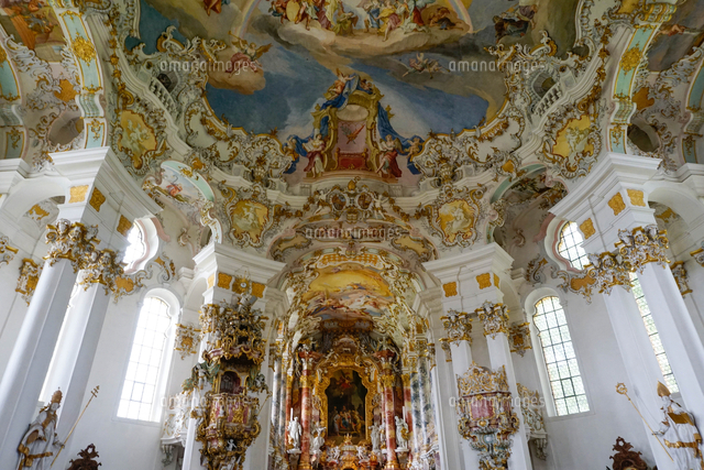 The Weiskirche (White Church), UNESCO World Heritage Site, near Fussen ...