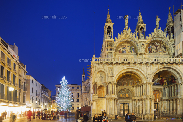 Christmas tree in St. Marks Square, San Marco, Venice, UNESCO World ...