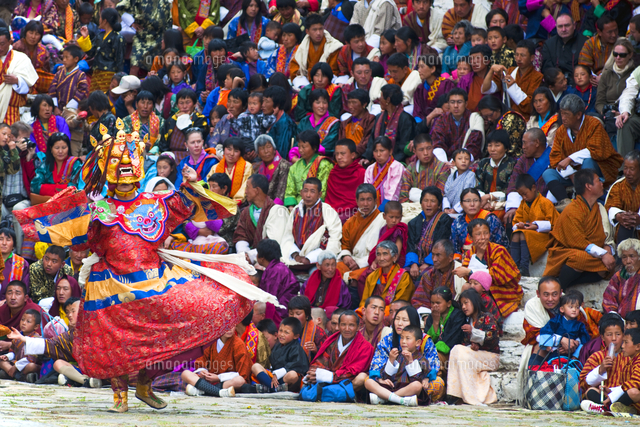Traditional dancer at the Paro festival, Paro, Bhutan, Asia[20062123828 ...