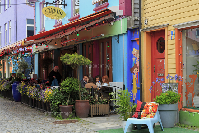 Colorful buildings on Ovr Holmegata, Stavanger City, Ragoland County ...
