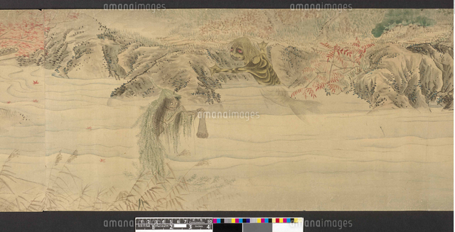 Monsters in ’kappa’ stream, Section of a handscroll, An’ei Era, Japan ...