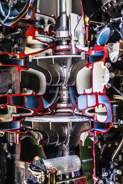 Close-up detail of a disassembled jet engine. The Smithsonian's ...