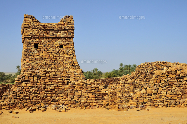 Ruins and minaret of the fortified trading post or Ksar[20080001970]の写真 ...