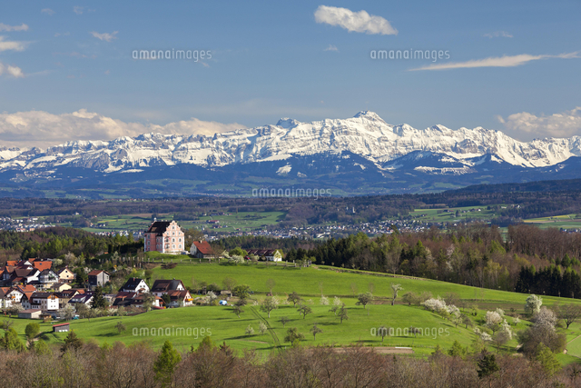 View of the Alps in April, with Saentis mountain, Alpstein[20080026454 ...