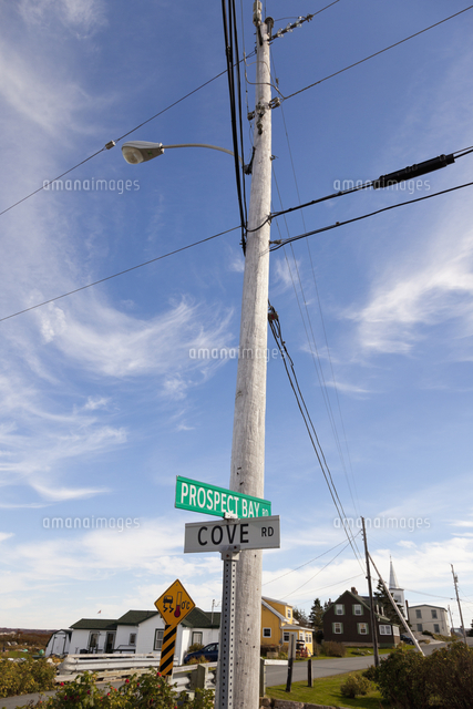 View of sign post on Cova road near Halifax, Prospect Bay, Nova Scotia ...