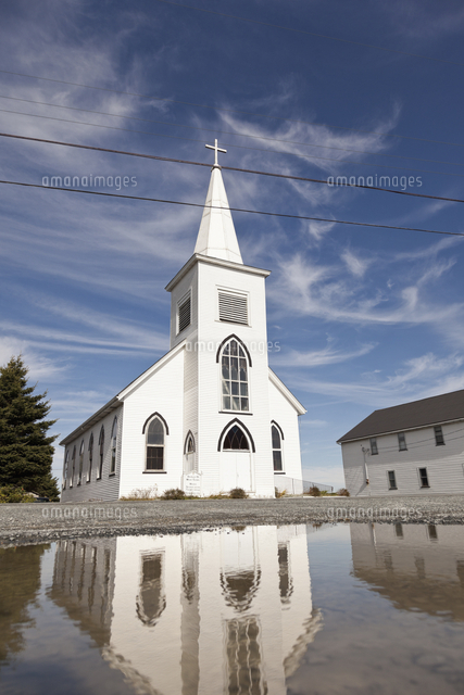 View of white church near Halifax, Prospect Bay, Nova Scotia, Canada ...