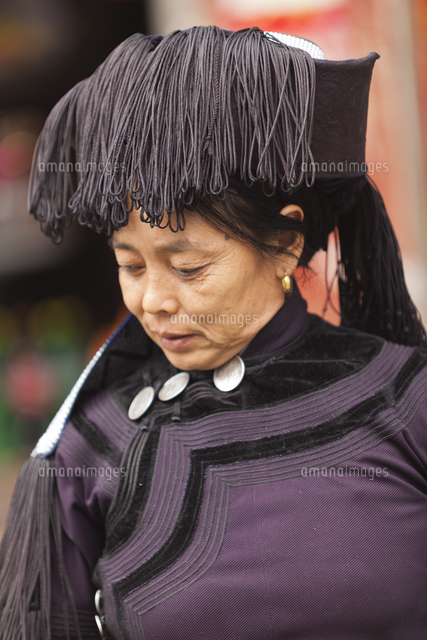China, Yunnan, Jianshui. A lady of the Hani ethnic minority group ...