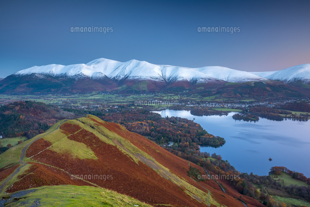 UK, England, Cumbria, Lake District, Derwentwater, Skiddaw and ...