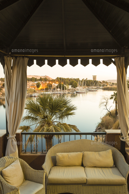 Egypt, Upper Egypt, Aswan, Gardens terrace at the Sofitel Legend Old ...