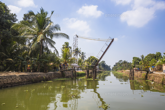 India, Kerala, Alappuzha (Alleppey), Alappuzha (Alleppey) Bridge over ...