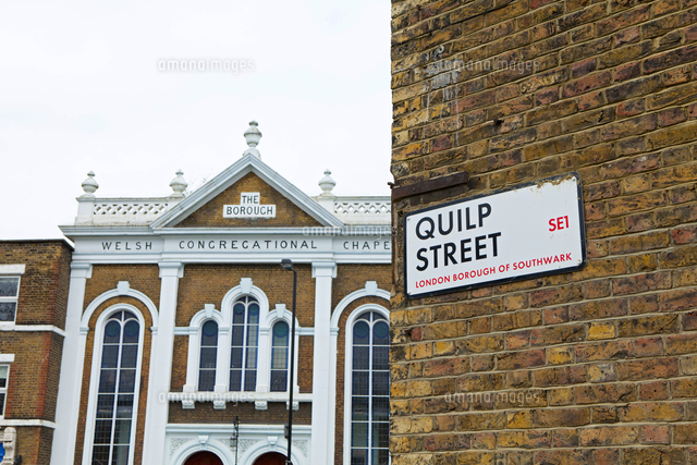 Quilp Street SE1 road sign opposite the Welsh Congregational Chapel ...