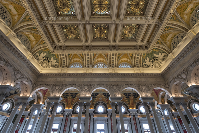 Intricate roof detail of The Great Hall in the Library of Congress on ...
