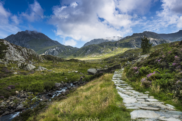 Path leading towards the Glyderau range of mountains.[20089002662]の写真素材 ...