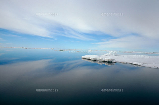 Open water and melting ice floes off the coast of Saunders I ...