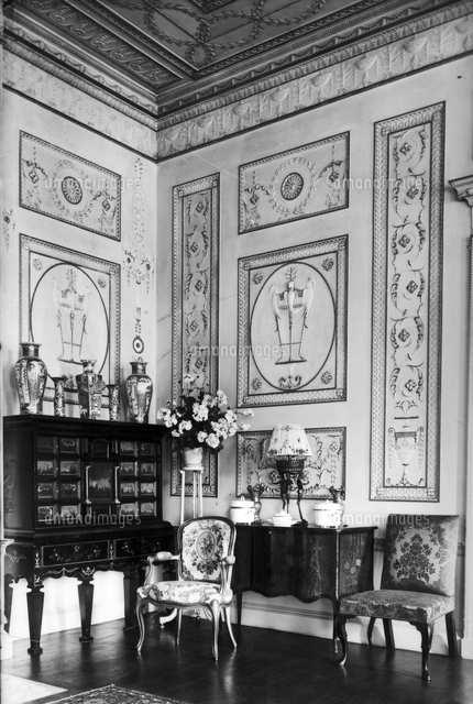 A corner of the drawing room at Stoke Edith Park, Herefordsh ...