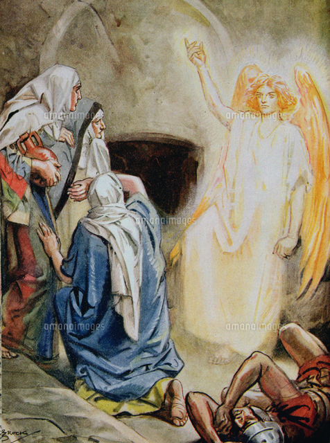 They were greatly afraid, illustration from 'Through the Bib ...