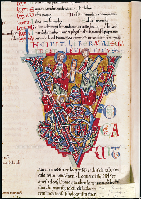 Ms 2 fol.41v Historiated intial 'V' depicting a scene from t ...