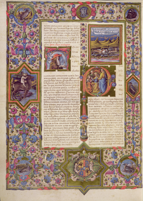 Fol.270v Opening to the Book of Solomon, from the Borso d'Es ...