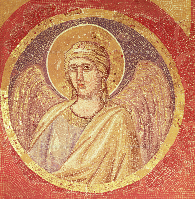 Detail of an angel from the Navicella, the Ship of the Churc ...