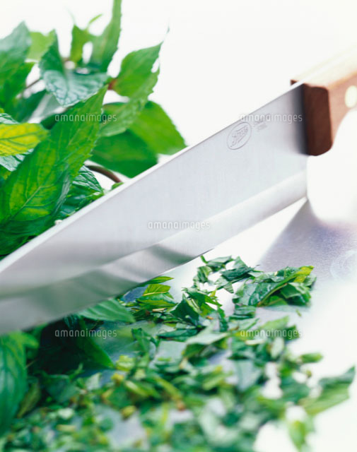 Chopping mint leaves[22199039874]の写真素材・イラスト素材｜アマナイメージズ