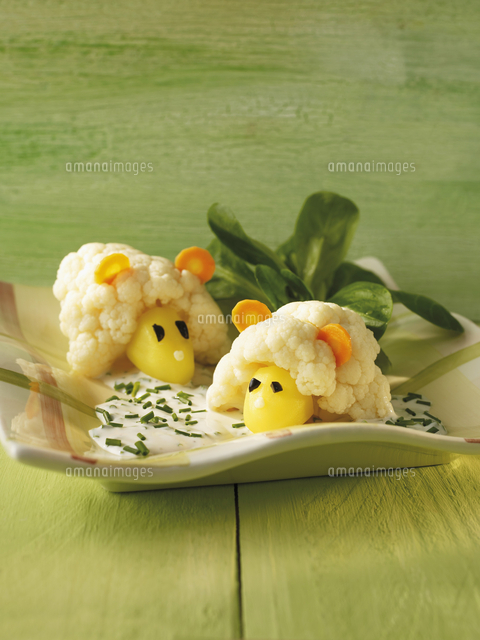 Cauliflower sheep with chive sauce[22199080592]の写真素材・イラスト素材｜アマナイメージズ