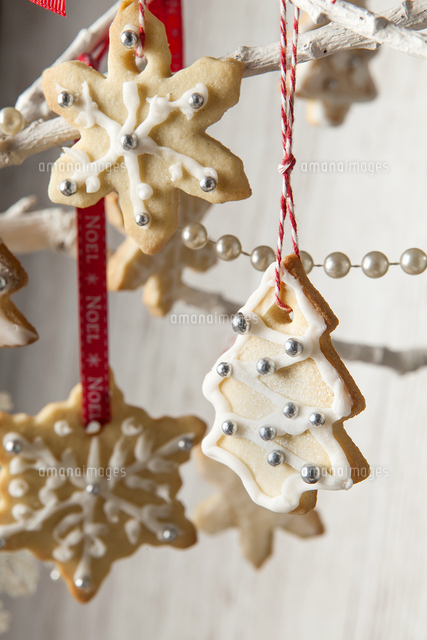 Edible tree decoration biscuits iced and in the shape of trees and ...