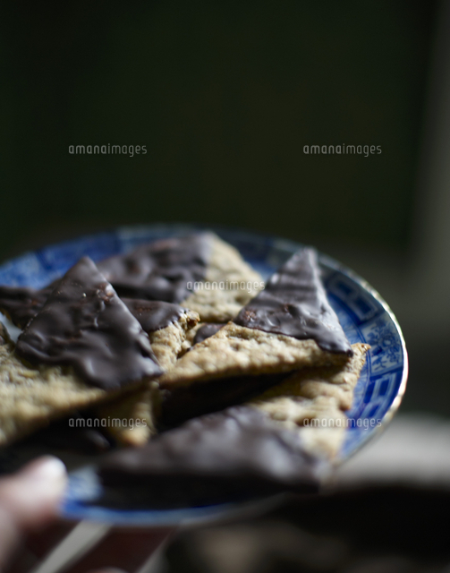 Chocolate crispbread on a plate[22199086586]の写真素材・イラスト素材｜アマナイメージズ