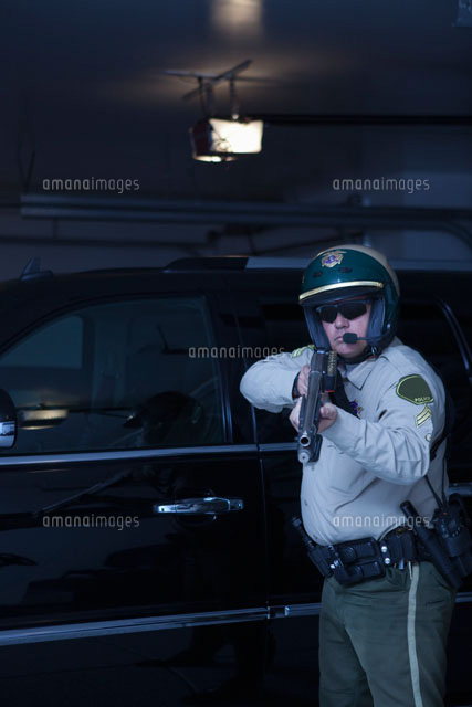 Nightwatch patrolman aims rifle[11044014494]の写真素材・イラスト素材｜アマナイメージズ