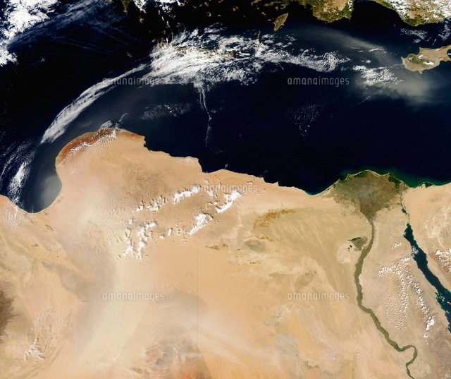 Satellite view of a dust storm over Libya.[11079015718]の写真素材・イラスト素材｜アマナ ...