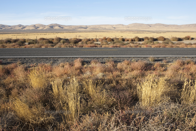 Highway through flat open space, desert with scrub plants[11093035941]の ...