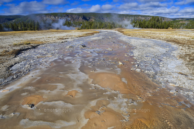 Grand Geyser run-off, Upper Geyser Basin, Yellowstone National Park ...