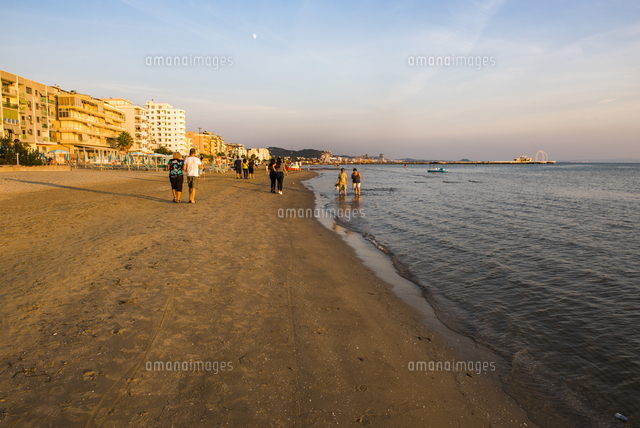Beach at sunset, Durres (Epidamnos and Dyrrachium), Adriatic Coast ...