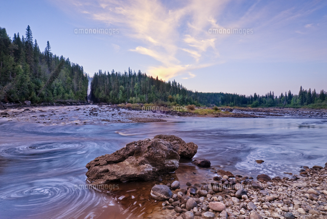 New Post Falls at daybreak in Ontario's remote boreal forest at the ...