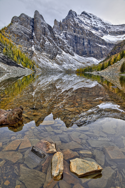 Mount Whyte reflecting in Lake Agnes, Banff National Park, Alberta ...