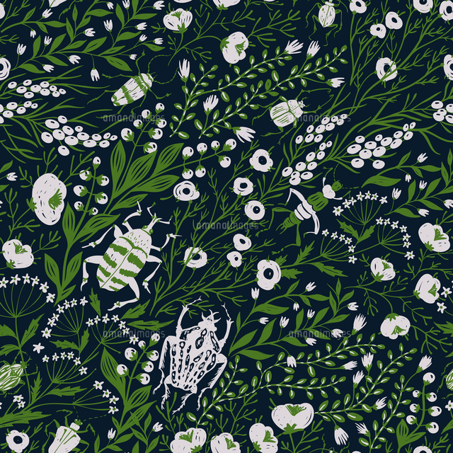 vector floral seamless pattern with herbs and insects[60016021815]の写真素材 ...