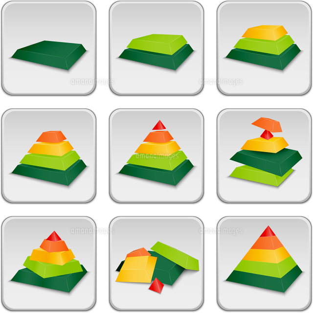 Pyramid status indicator icons set vector illustration[60016027305]の写真 ...